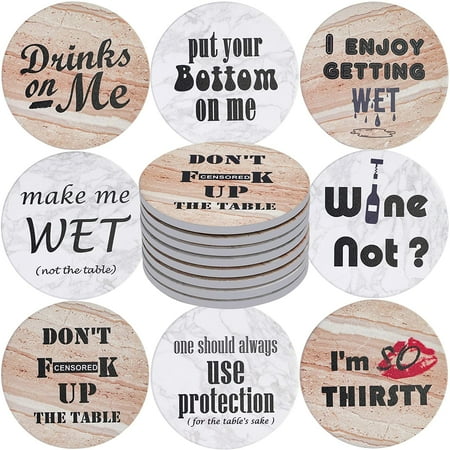 Novelty Coasters Set of 8 Funny Quotes - Hilarious Party Conversation ...