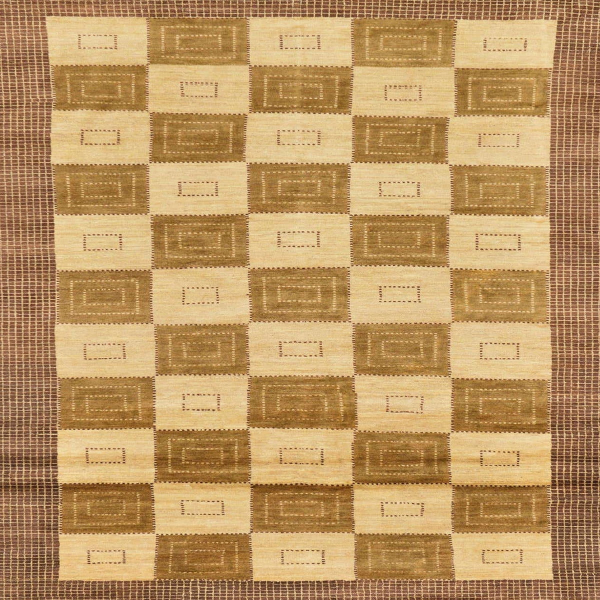 Ahgly Company Indoor Square Abstract Orange Checkered Area Rugs, 5 ...