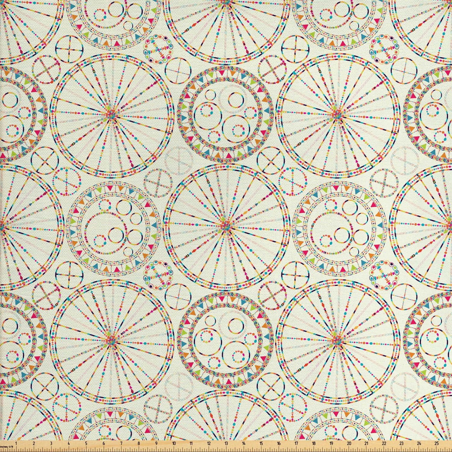 Colorful Fabric by the Yard Upholstery, Abstract Carnival Composition ...