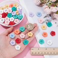 80Pcs 10 Colors 4-Hole Resin Buttons For Women Flower Mixed Color 17x17 ...