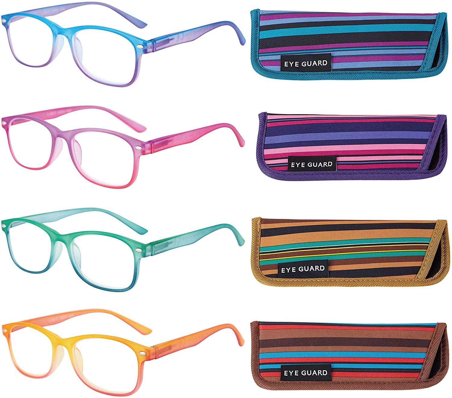 EYEGUARD 4 Pack Reading Glasses for Women Fashion Colorful Gradient ...