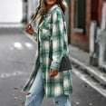 fall jackets for women 2025,Green Color Block Plaid Long Jackets Womens ...