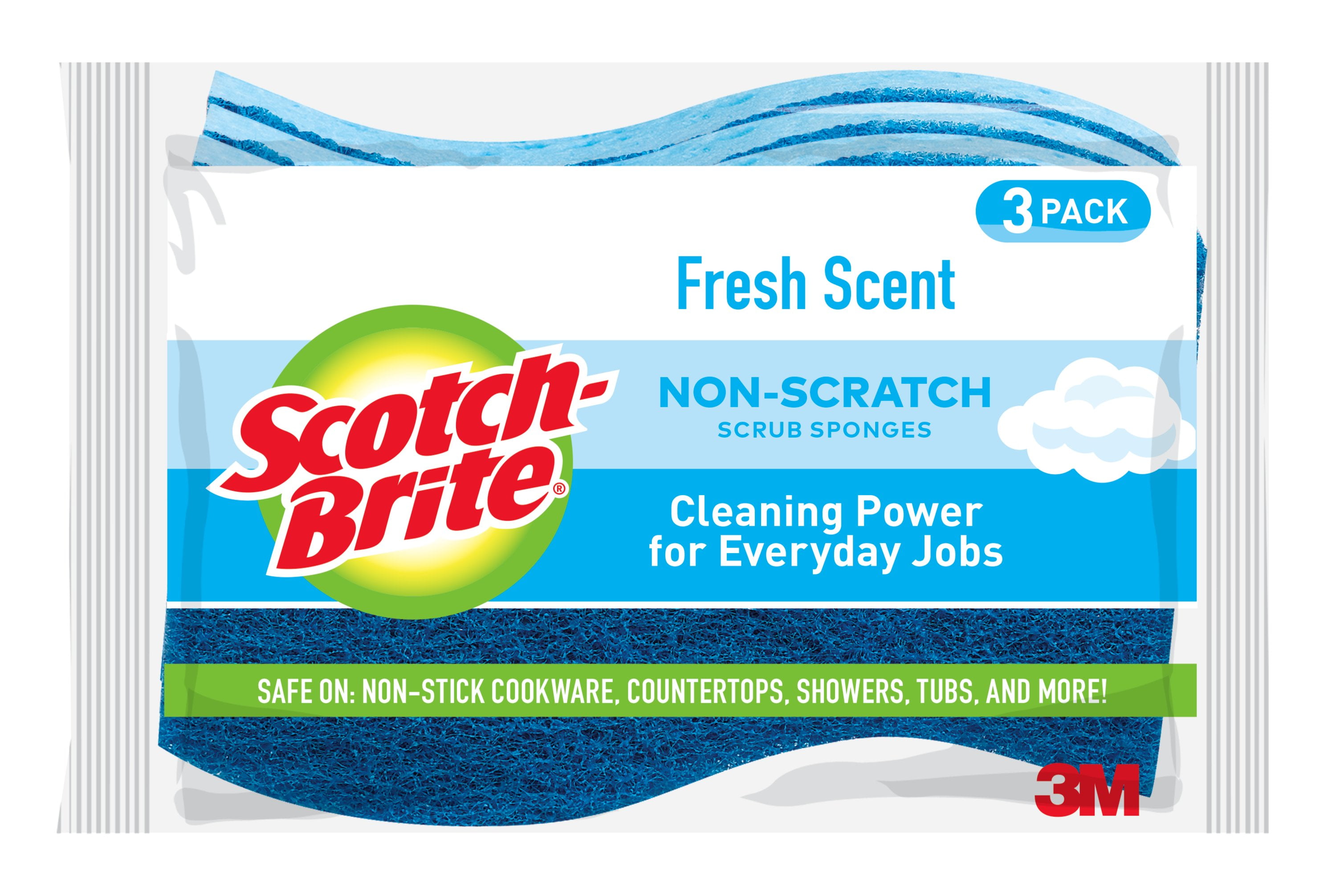 Scotch-Brite Non-Scratch Scrub Sponges, Fresh Scent, 3 Count - Walmart ...