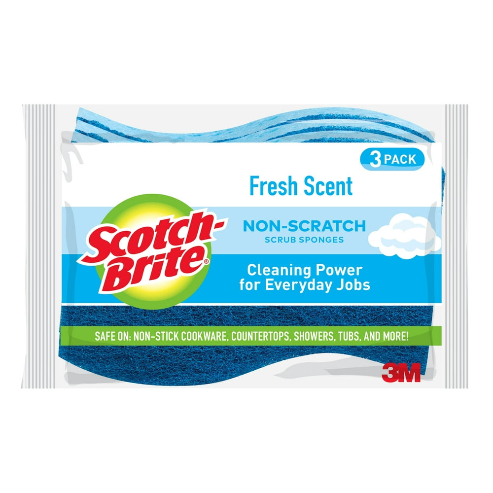 Scotch-Brite Non-Scratch Scrub Sponges, Fresh Scent, 3 Count - Walmart ...