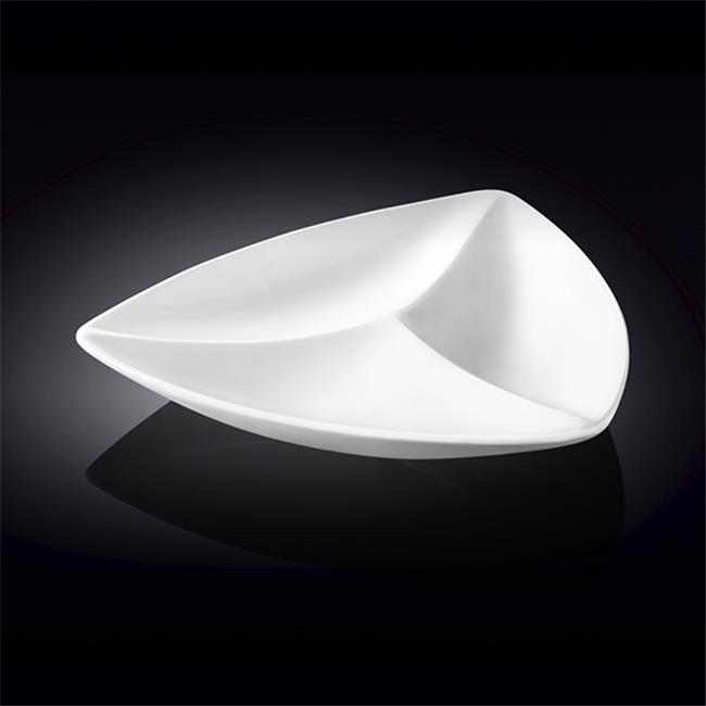 Wilmax 992585 9.5 in. Divided Triangular Dish, White - Pack of 24 ...