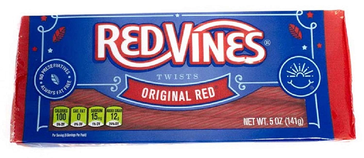 Red Vines Licorice, Original Red Flavor, 5oz Tray, Soft & Chewy Candy ...