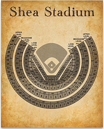 Shea Stadium Baseball Stadium Seating Chart Art Print - 11x14 Unframed ...