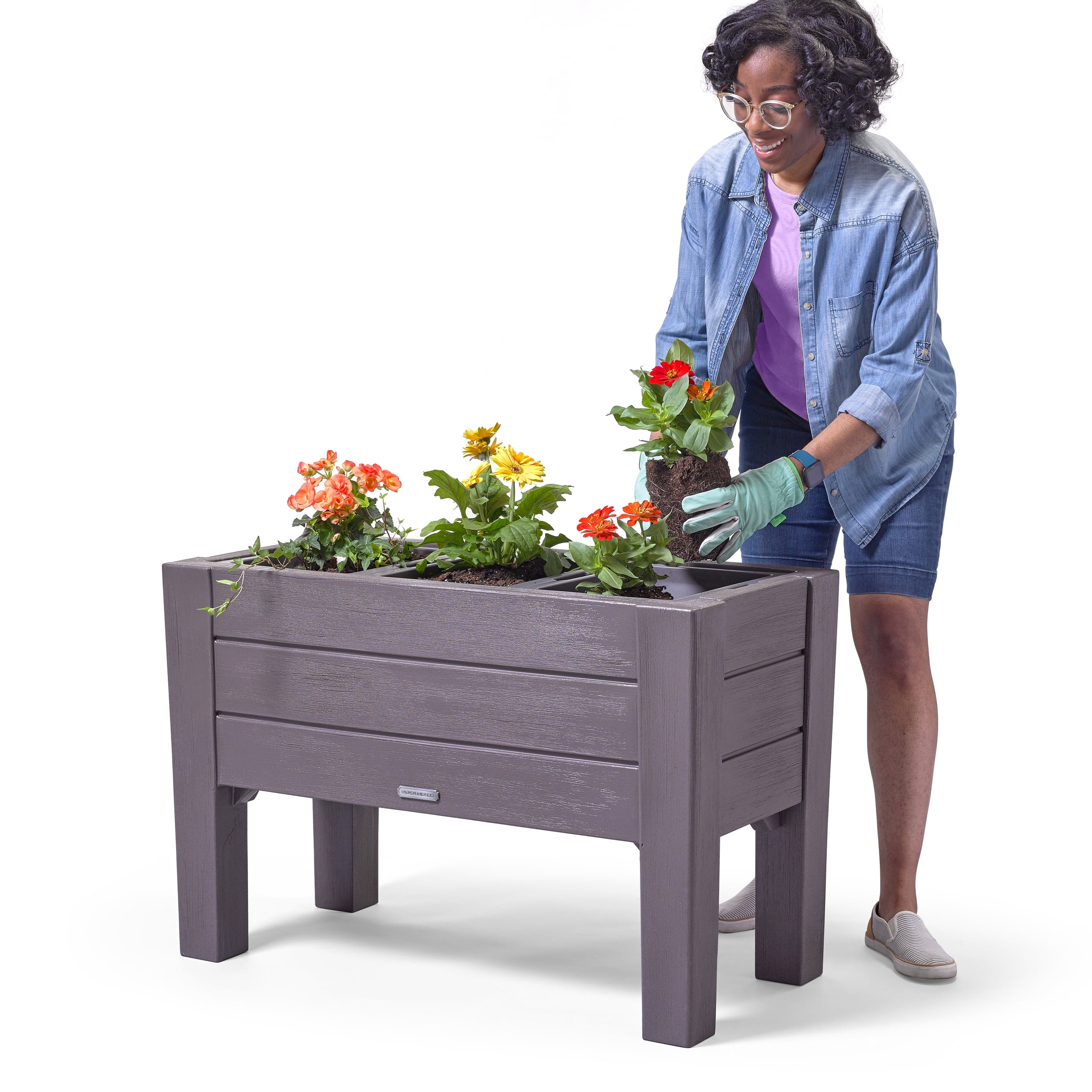 Step2 Lakewood 26" Tall Dark Cedar Raised Outdoor Rectangle Resin ...