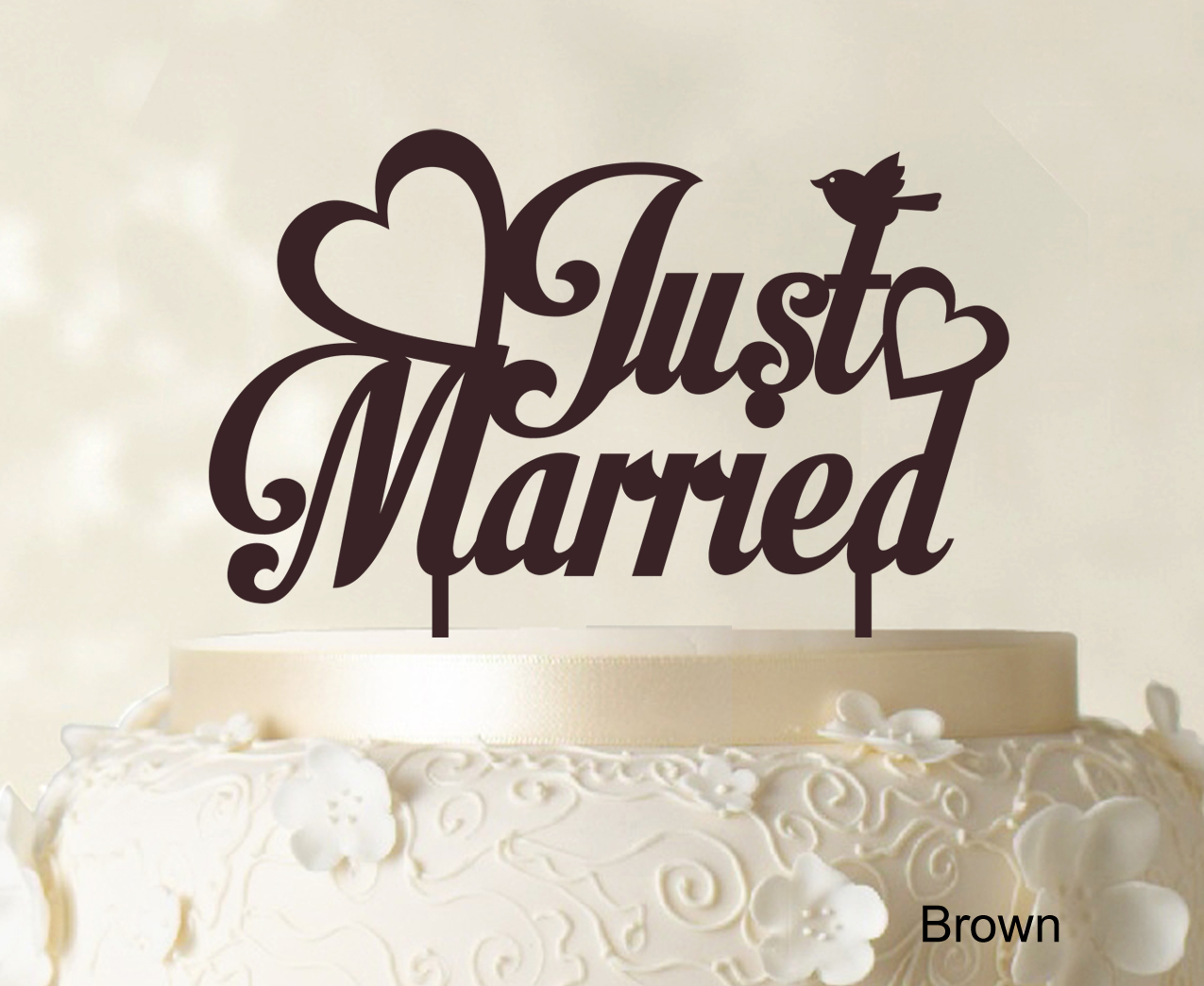 Just Married Wedding Cake Topper Custom Name Cake Topper Color Option ...