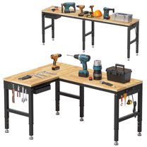 Hanover 24-In. Wide Natural Wood Motorized Work Bench with Adjustable ...