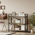 3 Tier Bookshelf 31.49" Width, Wood and Metal Etagere Bookcase, Vintage ...