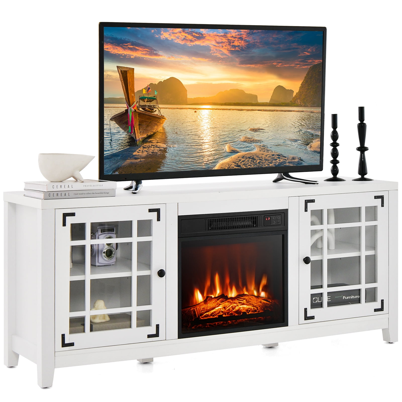 Click here for Costway 58 Inches Fireplace Tv Stand For Tvs Up To... prices