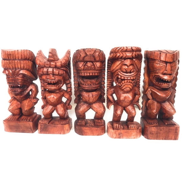 Set of 5 Traditional Tikis 12" - Authentic Replicas - Hand Carved | # ...