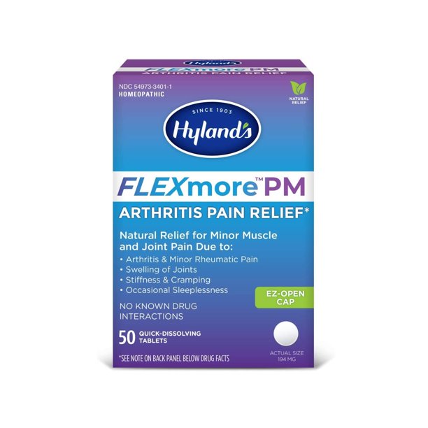Hyland's Flexmore PM Arthritis Pain Relief, 50 Quick Dissolving Tablets ...