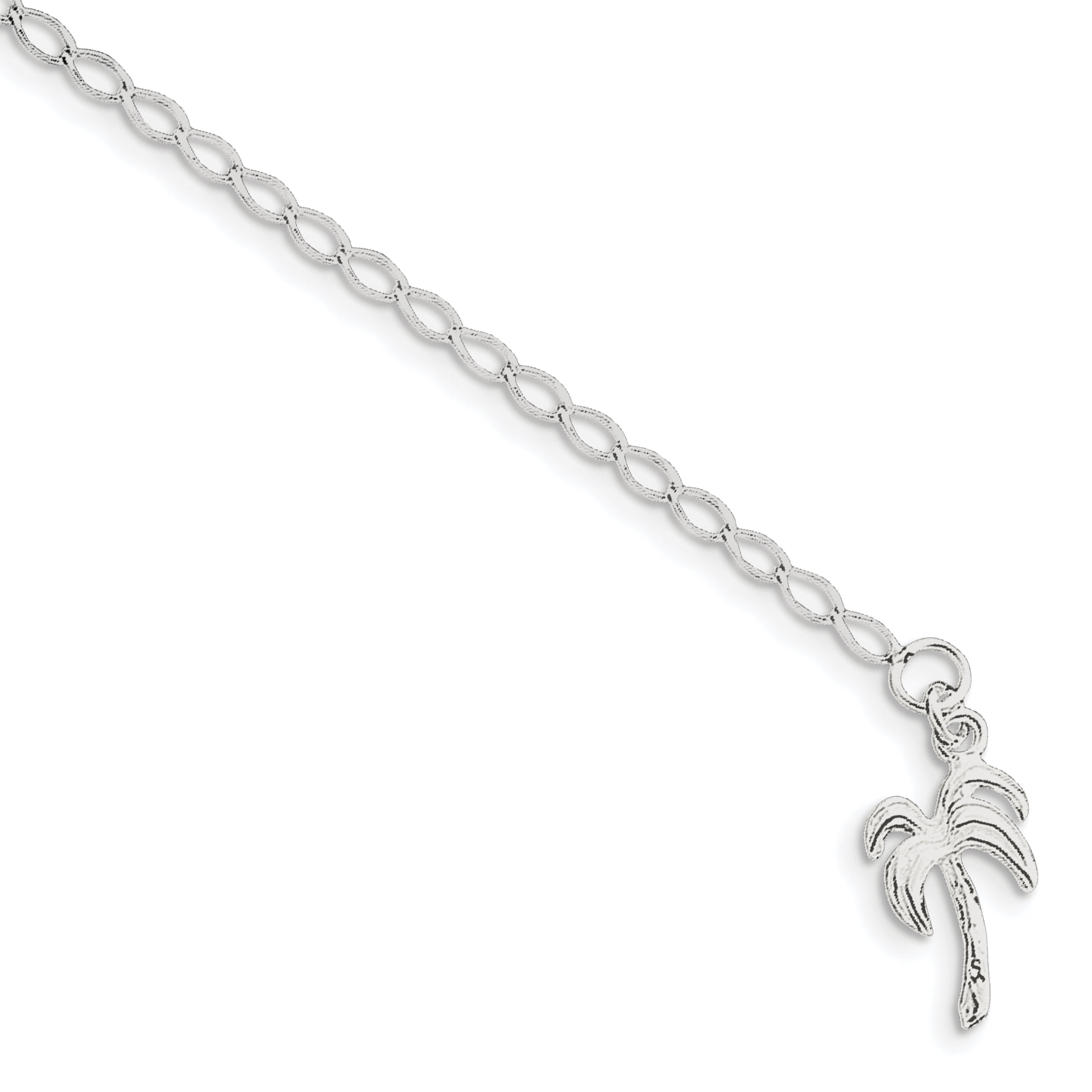 925 Sterling Silver 3mm Solid Polished Palm Tree Chain Necklace ...
