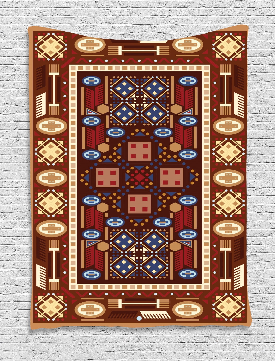 Afghan Tapestry, Earthy Toned Middle Eastern Oriental Folklore ...