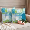 Blue Gradient Color Block Waterproof Throw Pillow Covers Set of 2 ...