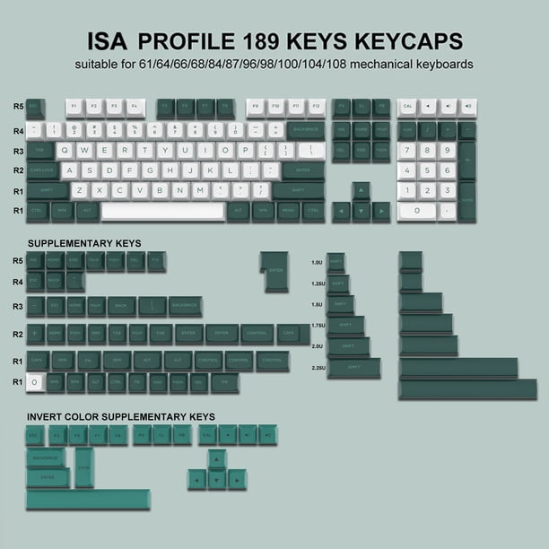 189 Key WOB Black White ISA Profile PBT Keycaps Custom Doubleshot Key ...