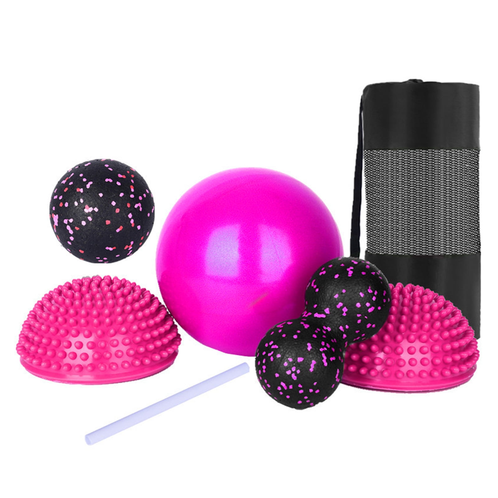 Tignapoo Pink Yoga Massage Ball Set - 6-Piece Bundle (25cm Yoga Ball, 1 ...