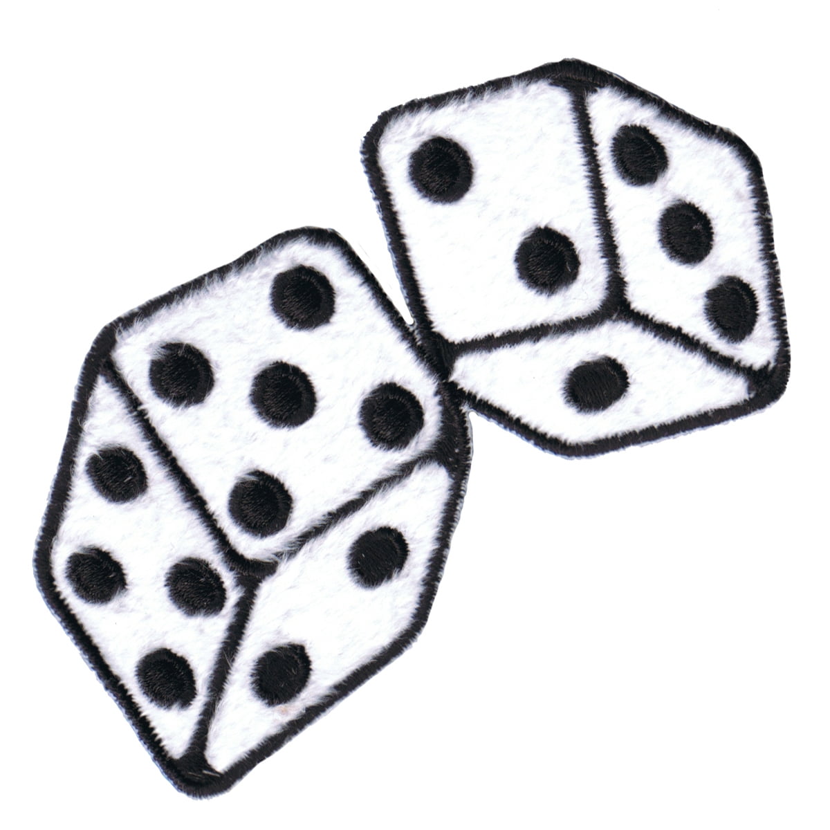 White Fuzzy Dice Patch Roll Plush Gamble Symbol Embroidered Iron On ...