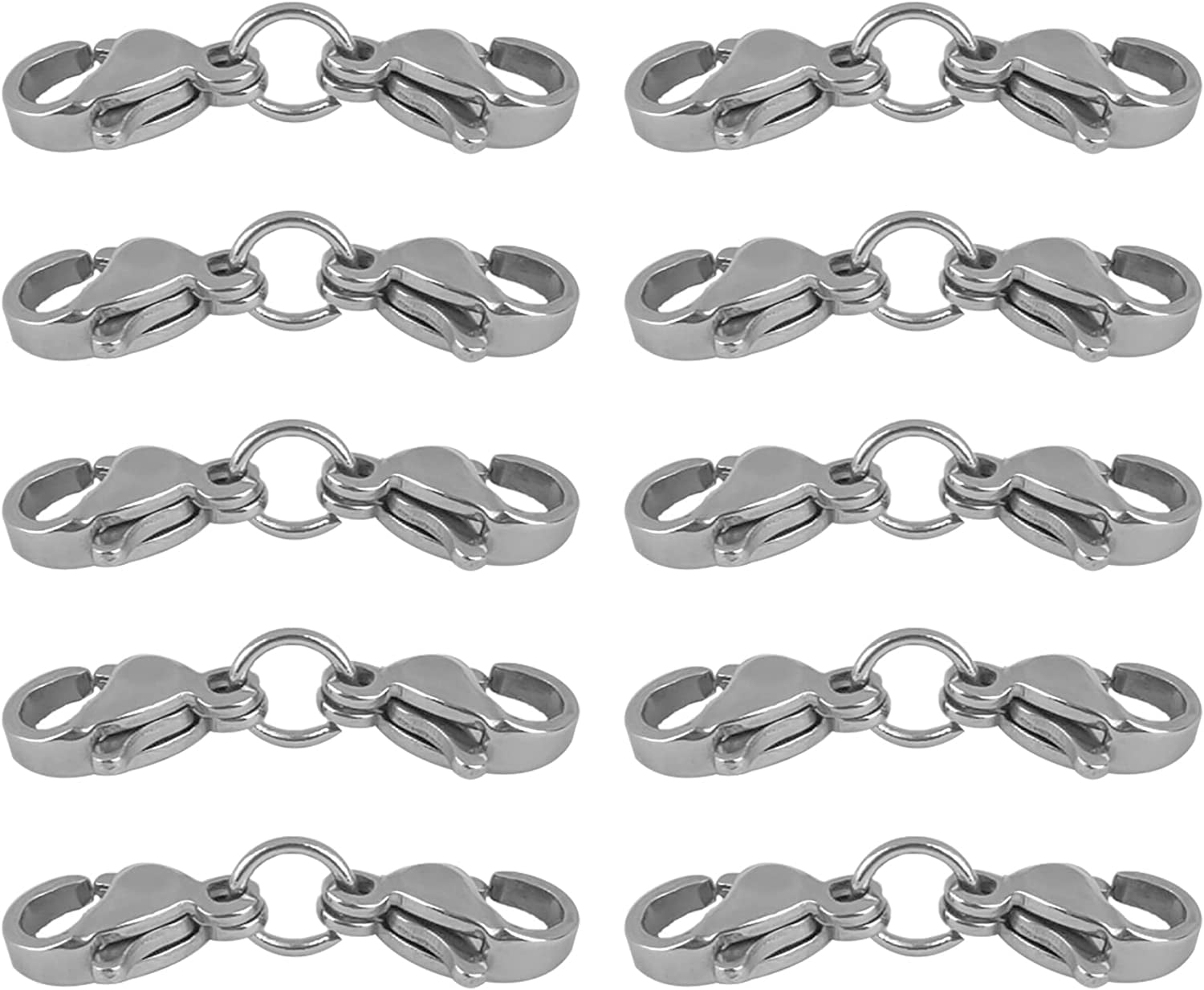 10 Pack Double Lobster Clasps Extender Necklace Bracelet Connector ...