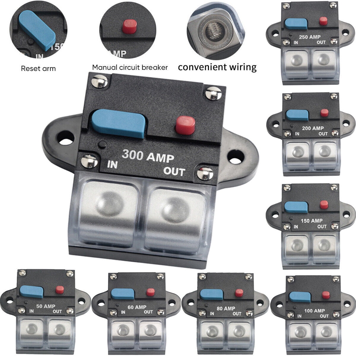300A AMP Car Audio Circuit Breaker Marine Stereo Manual Reset Motor ...