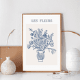Blue Floral Wall Art,Navy Lines Framed Artwork Set of 3(16”X24”)Soft ...