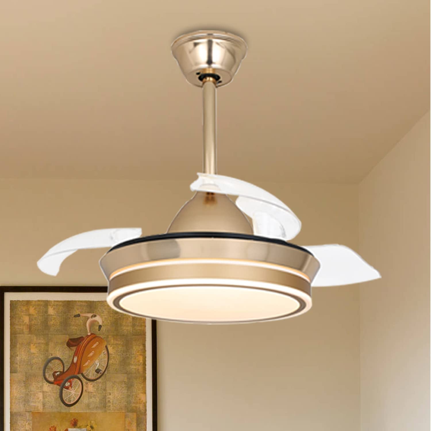 Belladepot 42 In Gold LED Retractable Ceiling Fan with Led Light Kit ...