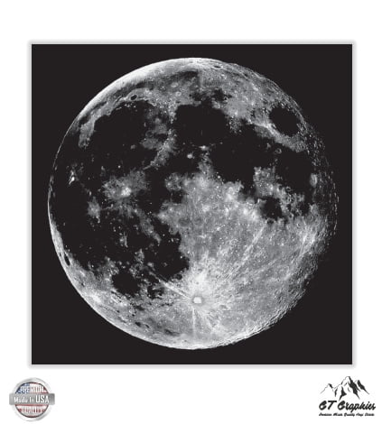 Moon Photo Black and White - 5" Vinyl Sticker - For Car Laptop I-Pad ...