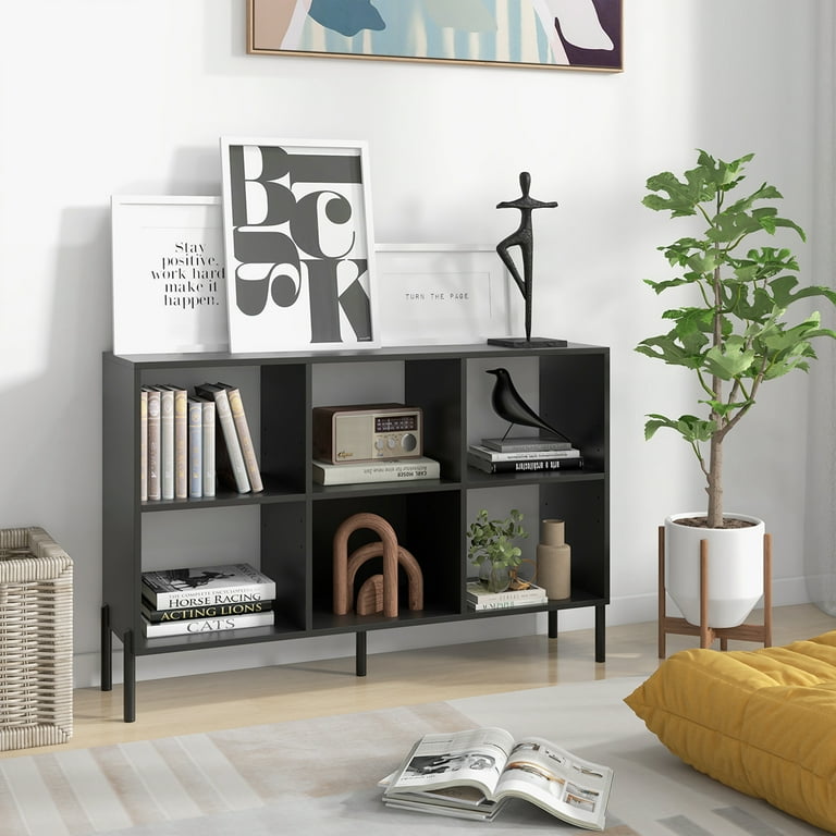 Costway 6 Cube Storage Shelf Organizer Bookcase Square Cubby Cabinet Bedroom Black
