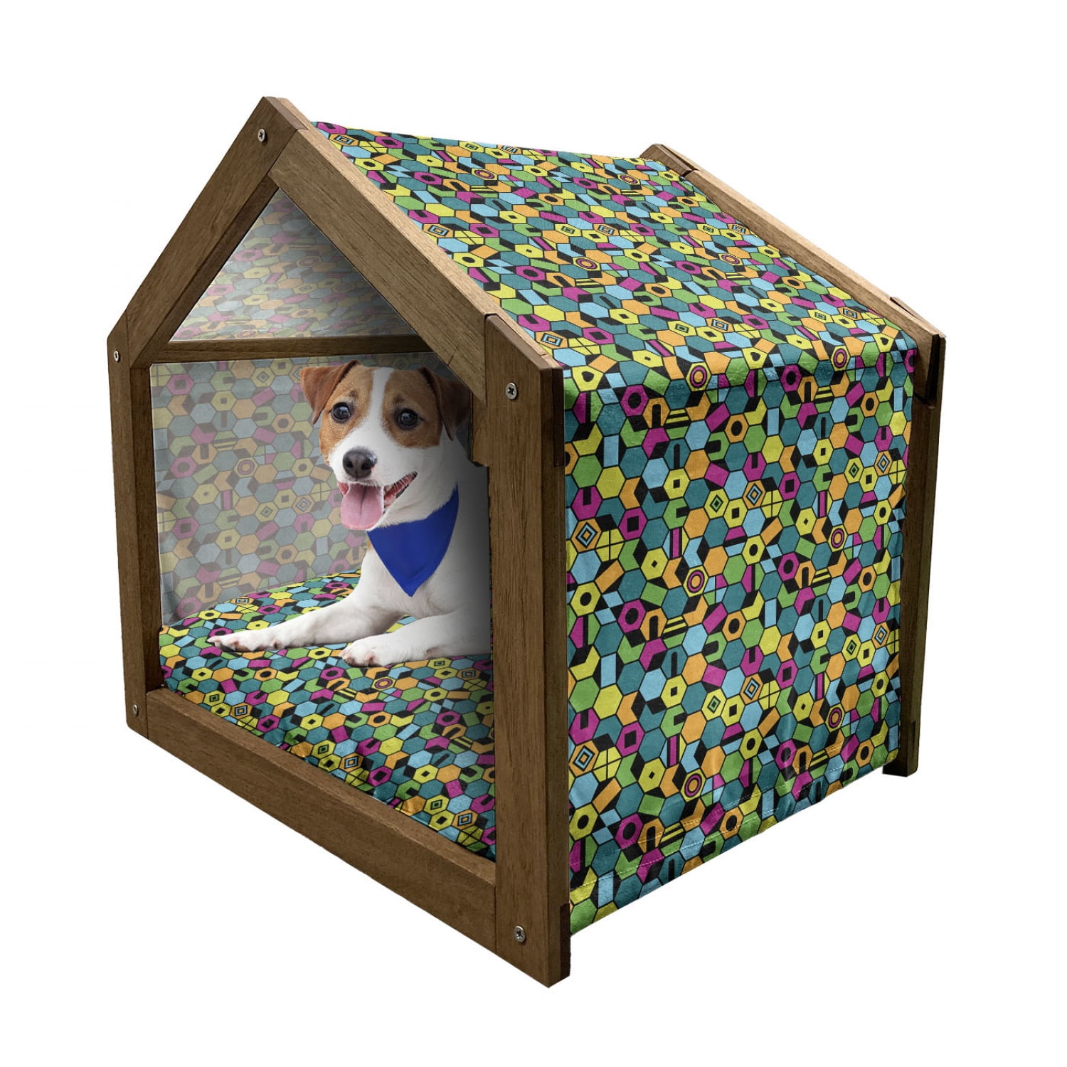 Colorful Pet House, Hexagonal Mosaic with Vibrant Colored Geometrical ...