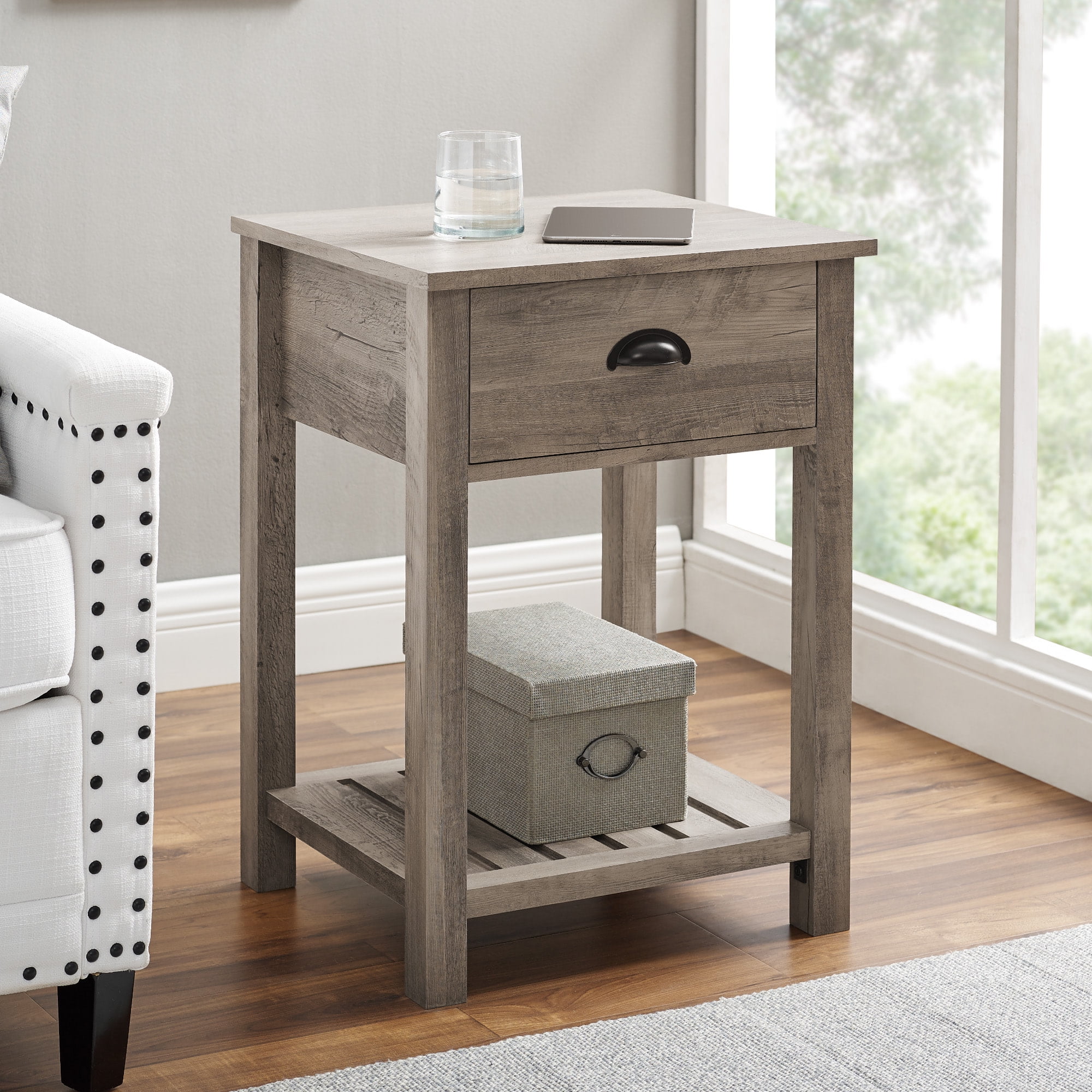 Delacora We-Bdf18cyst 18" Wide Farmhouse Country Single Drawer Side ...