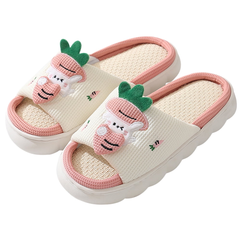 Suaves Dibujos Animados Pantuflas Cálidas Conejo Lino Cómodo Y Lindo ...