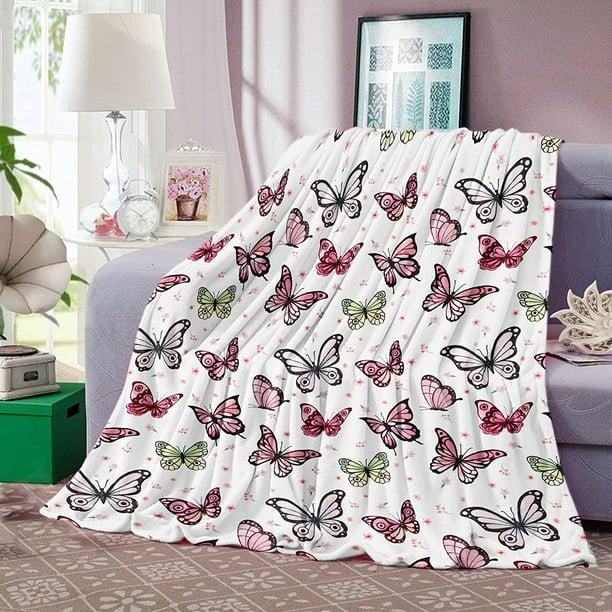 Butterfly Throw Blanket for Women, Pink Butterfly Throw Blanket with ...