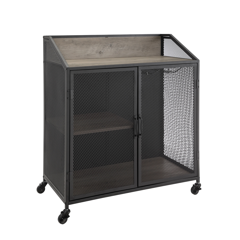 Pemberly Row 33" Bar Cabinet in Gray Wash - Walmart.com