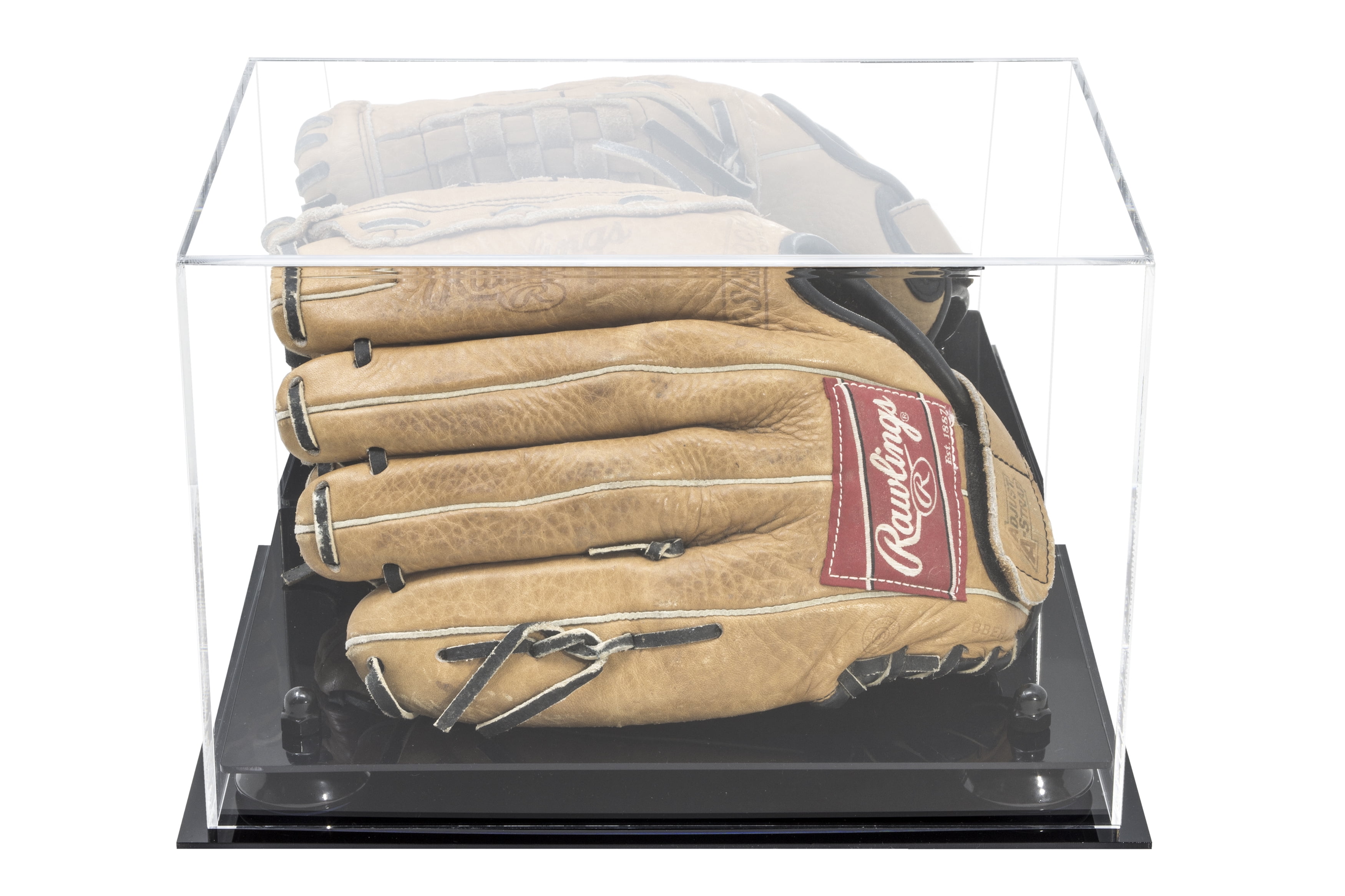 Deluxe Acrylic Baseball Glove Display Case with Black Risers and Mirror ...