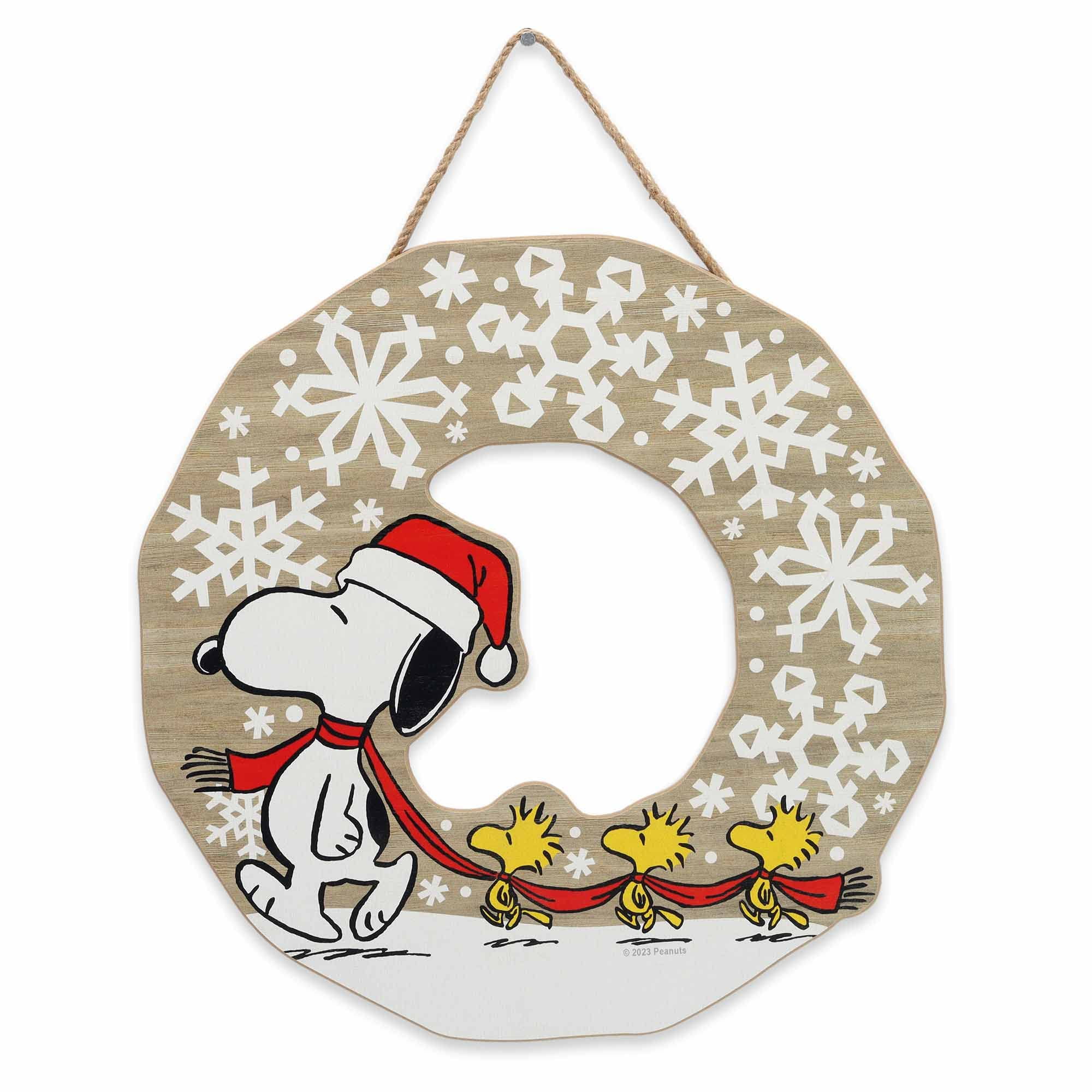 Click here for Open Road Brands Peanuts Snoopy Snowflake Wreath H... prices