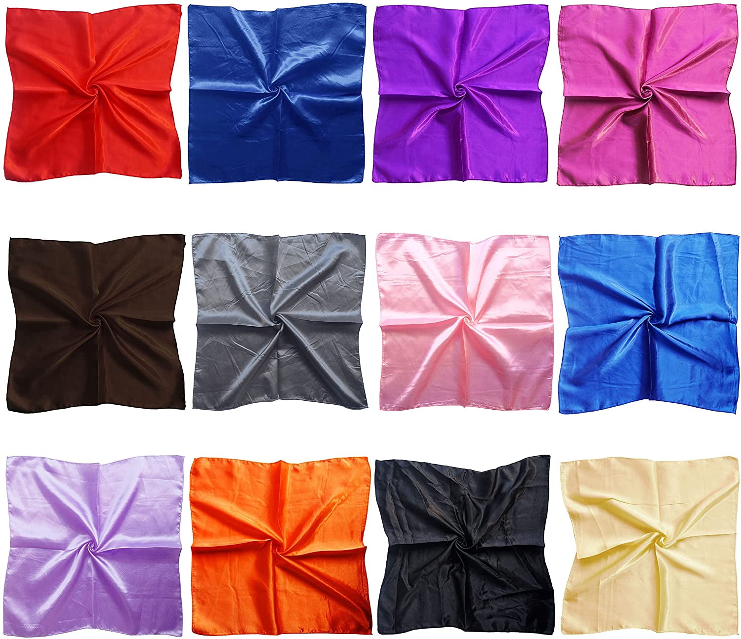 12 Set Mixed Designs Small Square Satin Womens Neck Head Scarf Scarves ...