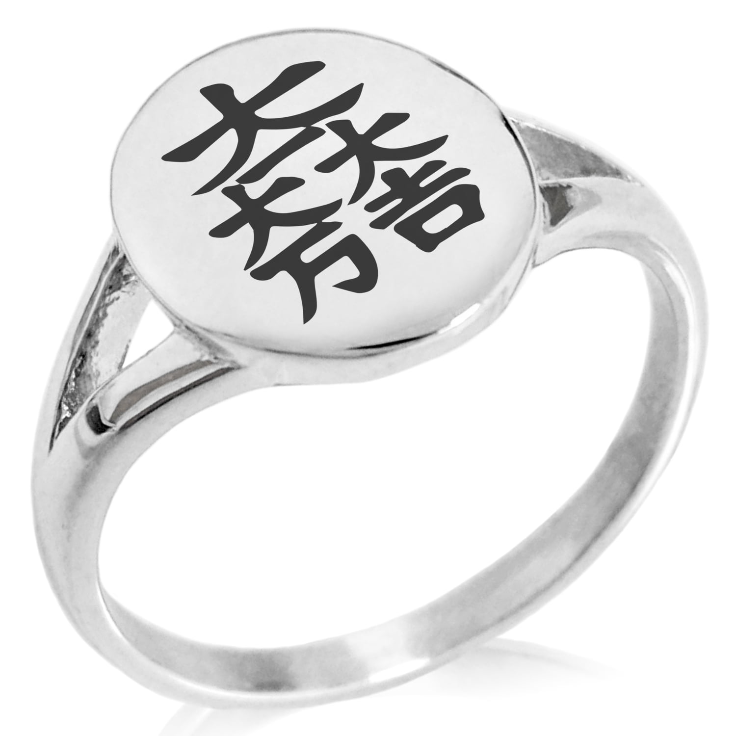 Stainless Steel Ishida Samurai Crest Minimalist Oval Top Polished ...