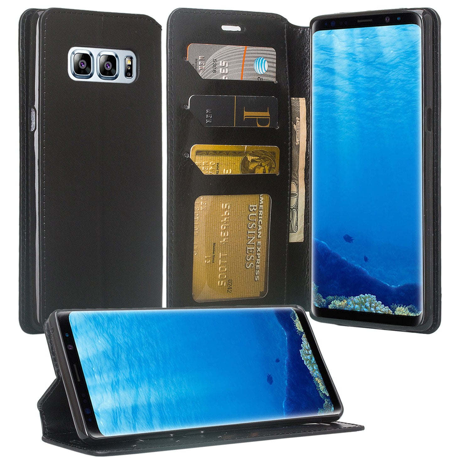For Samsung Galaxy Note 8 Case, Faux Leather Wallet Case Combo ...