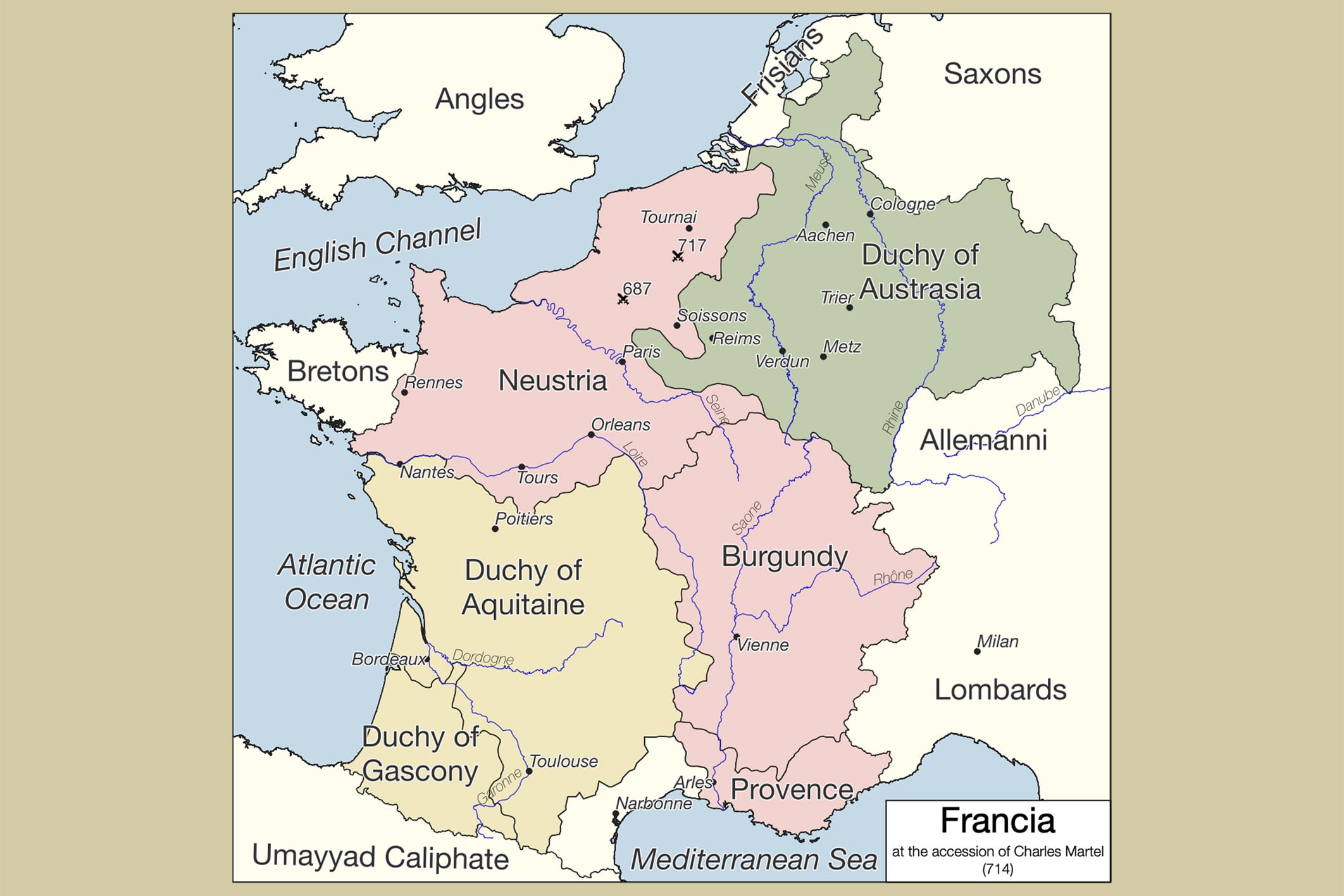 24x36 gallery poster, map of Francia, early 8th century - Walmart.com