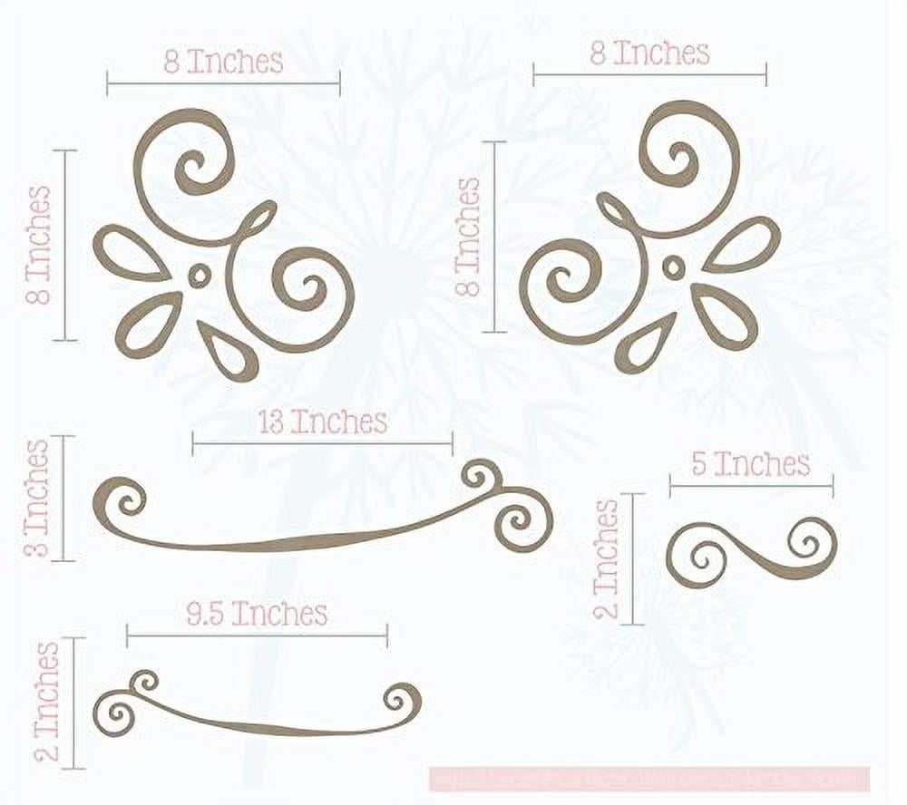 5pc Curly Doodle Swirls Wall Art Stickers Vinyl Decals Home Décor ...