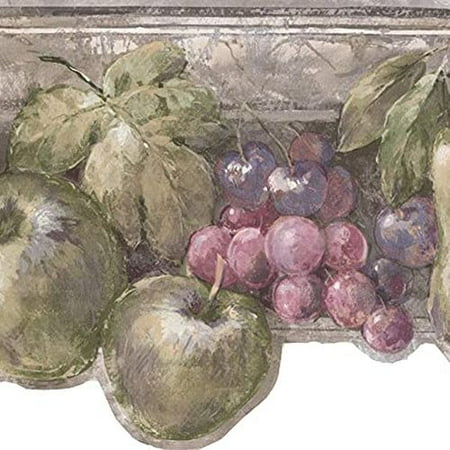 Concord Wallcoverings Retro Fruits Wallpaper Border Featuring Pears ...