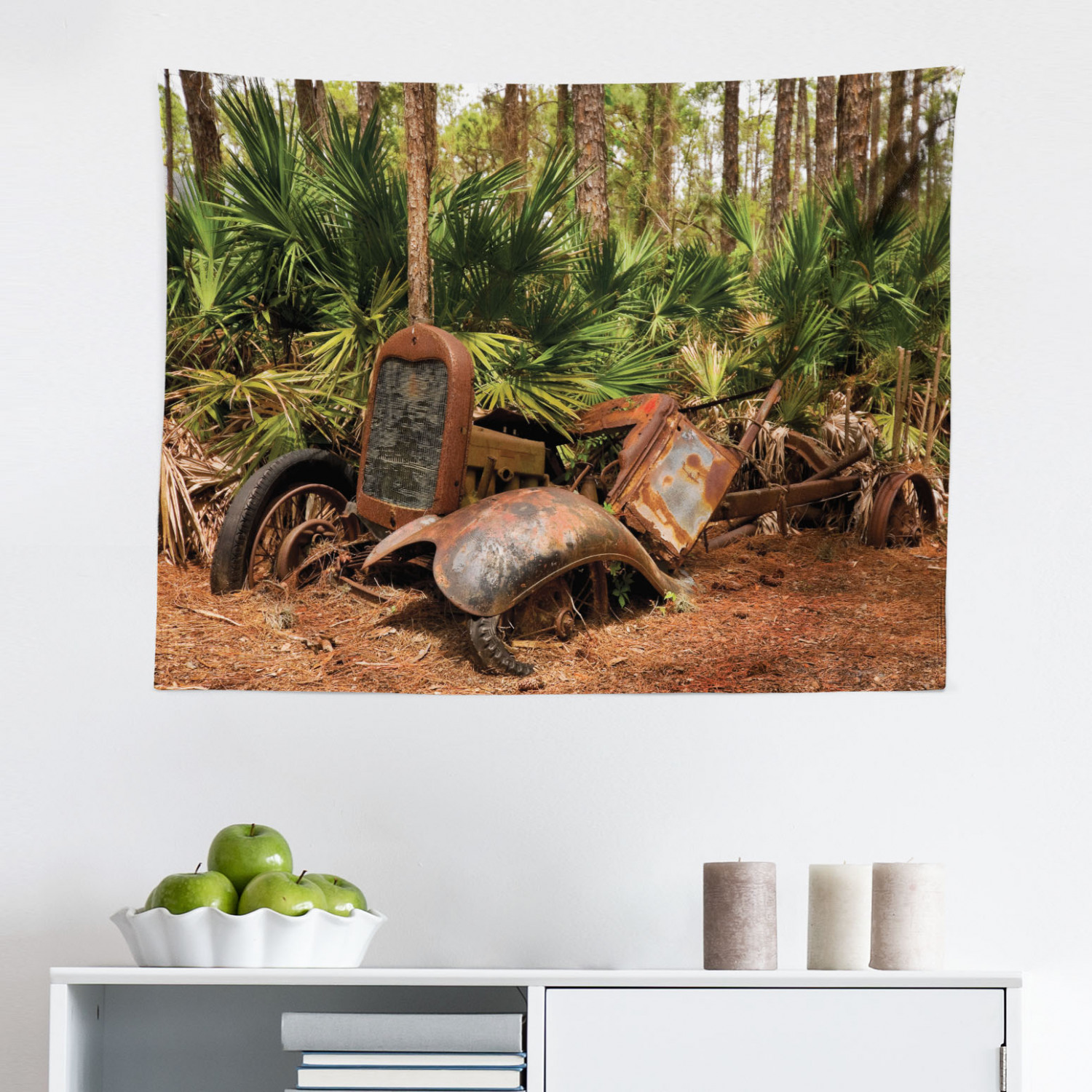 Hippie Tree Tapestry, Colorful Peace Shape of Heart with Flowers ...