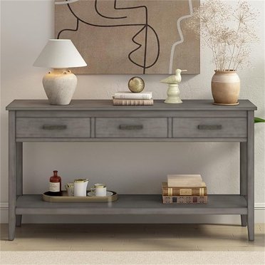 KAMIDA Storage Console Table, Modern Console Table with 3 Drawers and 2 ...