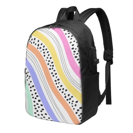 YFYANG 17" Laptop Backpack, Rainbow Colored Abstract Lines Fashion ...