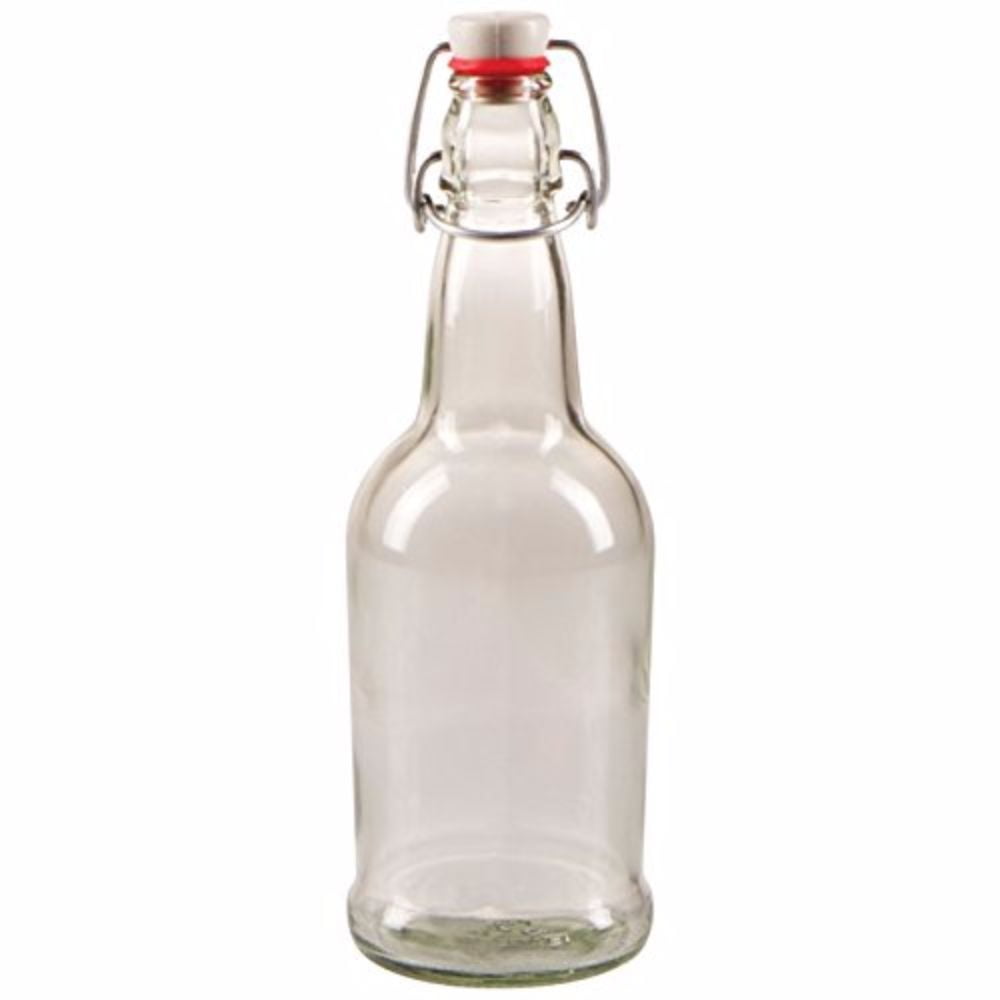 16 Oz Ez Cap Clear Glass Beer Bottles 2pk