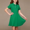 BRGZLK Girl's Button Up Collared Dresses Back to School Season Solid ...