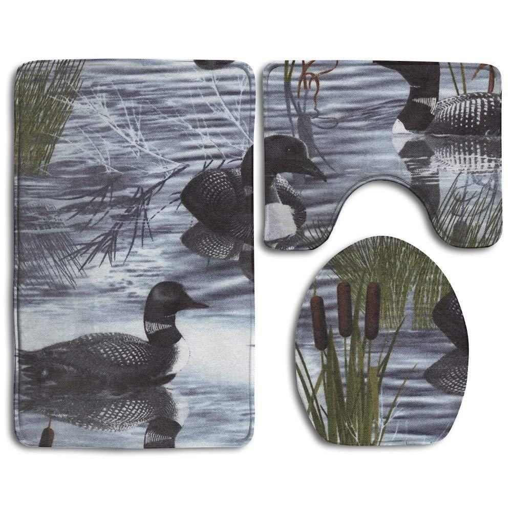 PUDMAD Loons Duck 3 Piece Bathroom Rugs Set Bath Rug Contour Mat and ...