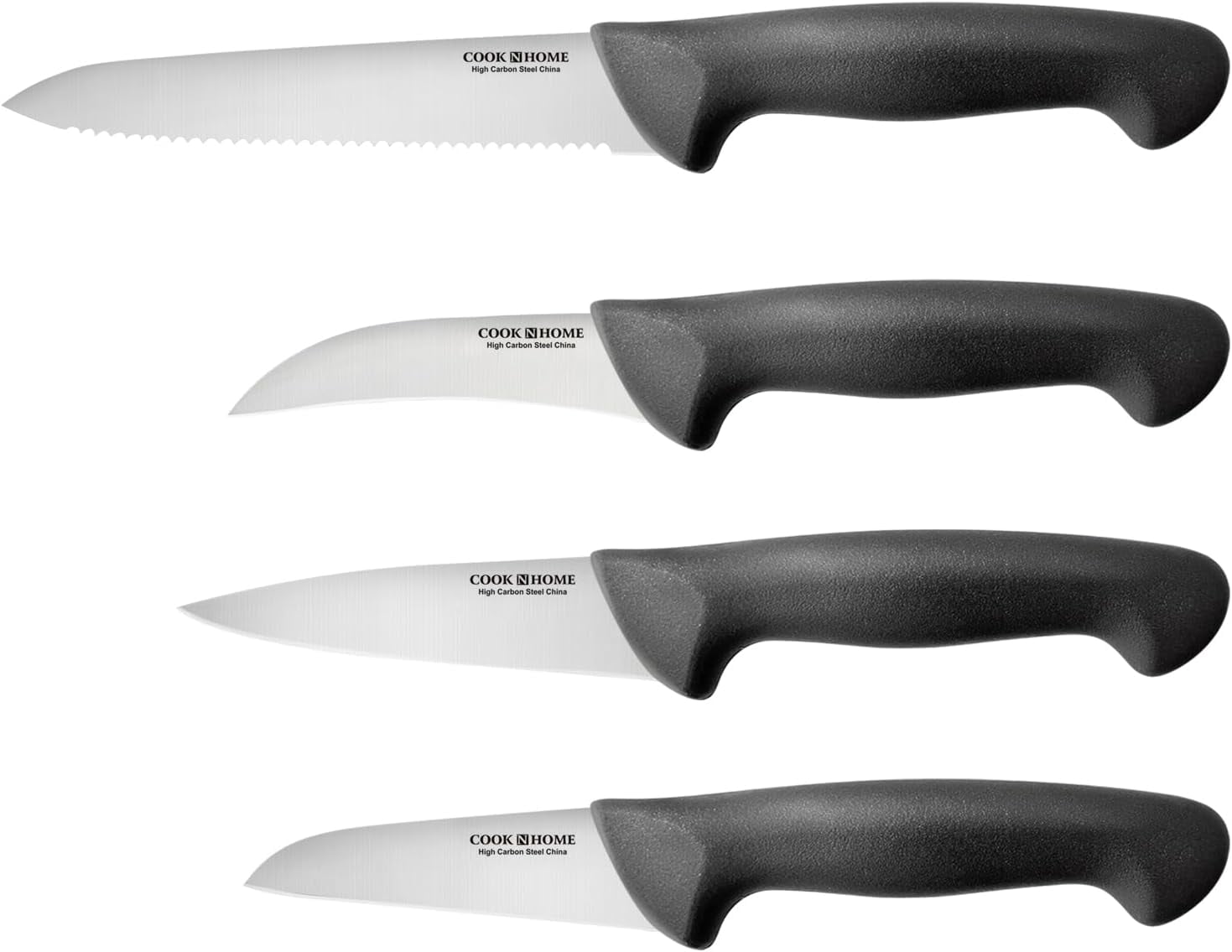 Cook N Home Paring Knife Set 4-Piece, High Carbon Stainless Steel ...